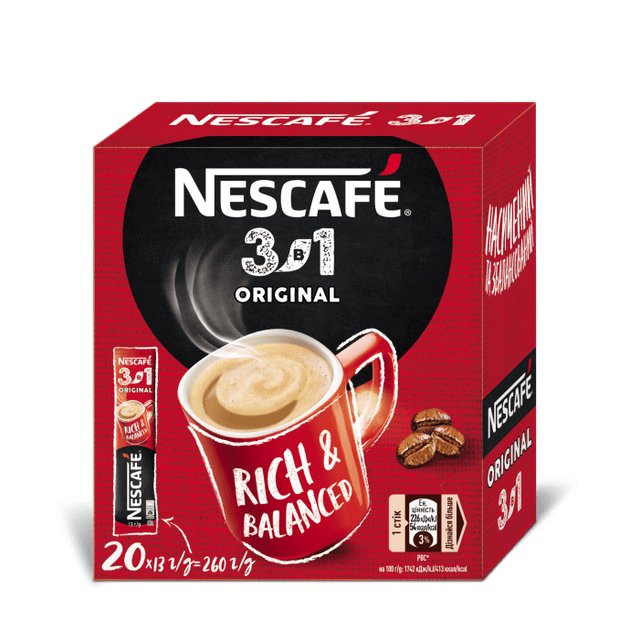 Купить Кофе Нескафе 3 в 1 Original Оригинал 20*13г (24) – ROZETKA ...