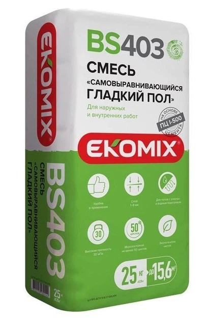 Самовирівнююча Гладка підлога Ekomix BS403 25 кг – фото, відгуки ...