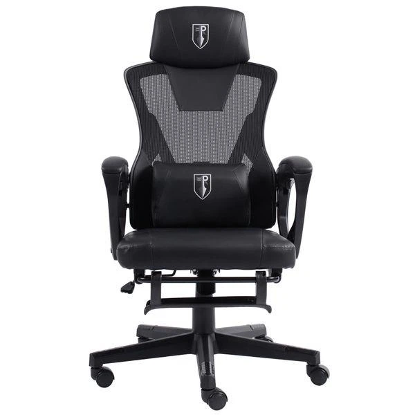 Геймерське крісло з підставкою для ніг до 120кг чорне BS5713 Німеччина ...