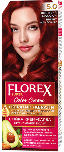 Набор Florex Super Стойкая крем-краска для волос Кератин 5.0 Яркий ...