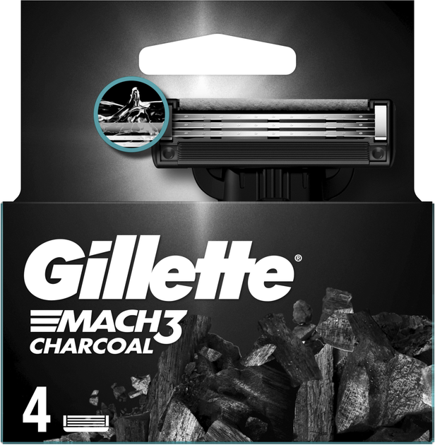 Сменные картриджи для бритья (лезвия) мужские Gillette Mach3 Charcoal 4 ...