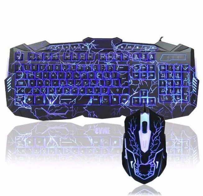 Игровая проводная клавиатура с 3-я подсветками и мышкой V100L USB ...