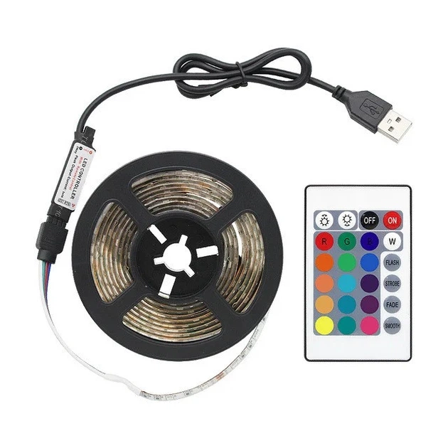 Светодиодная лента RIAS 5050 LED RGB в бухте 2м разноцветная 5V USB (4 ...
