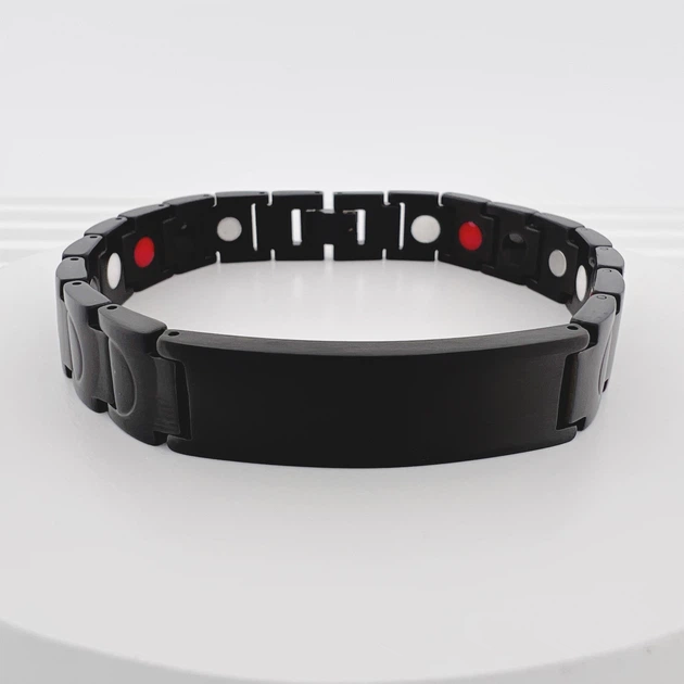 Чоловічий браслет під гравіровку з медичної сталі із магнетитами 21см ...