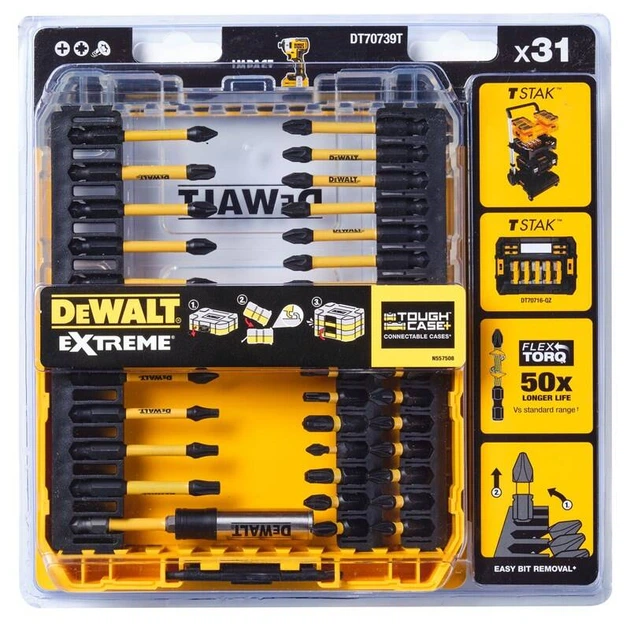 Набір бітів DeWALT DT70739T Extreme FlexTorq в кейсі Tough Case системи ...