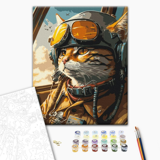 Картина по номерам Котик на защите неба Марианна Пащук 40 х 50 Brushme ...
