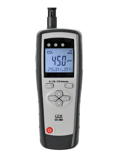 Мультигазовый детектор, термогигрометр (O2, CO, CO2, RH, Temp) CEM GD-3803 – фото, отзывы ...