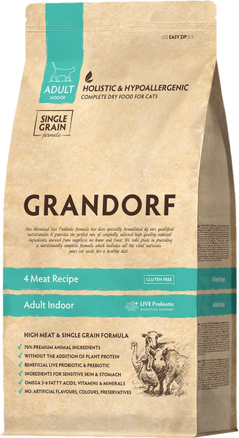 Сухой корм для кошек Grandorf 4MEAT INDOOR 4 вида мяса для взрослых ...