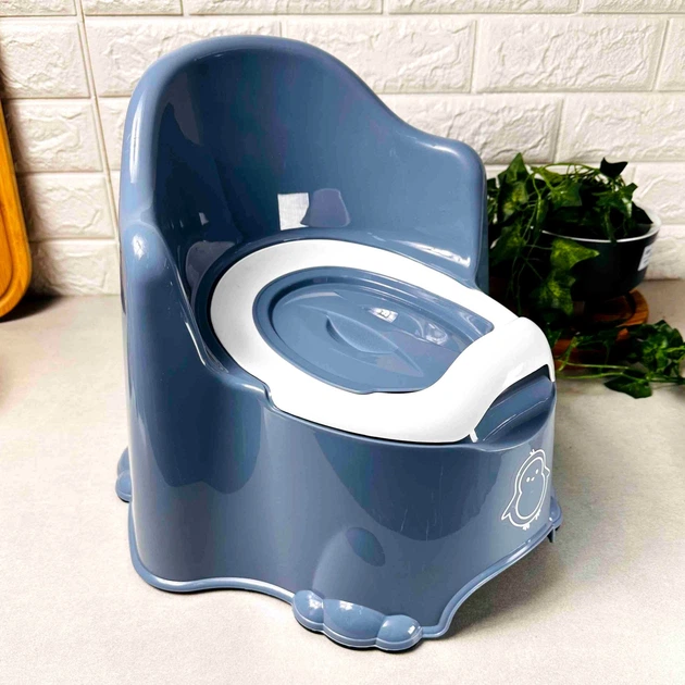 Детский горшок с высокой спинкой и крышкой для мальчиков Синий 11111 ...