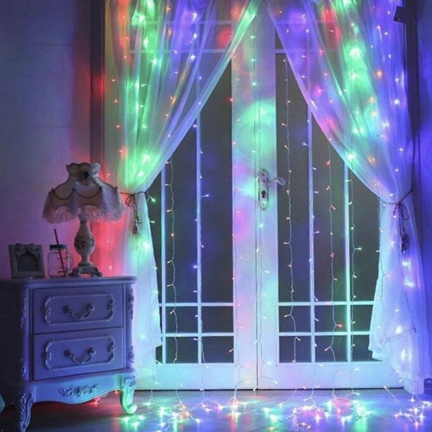 Гирлянда штора на окно Xmas "Водопад" 3 х 3 м (320-RGB) (0157 ...