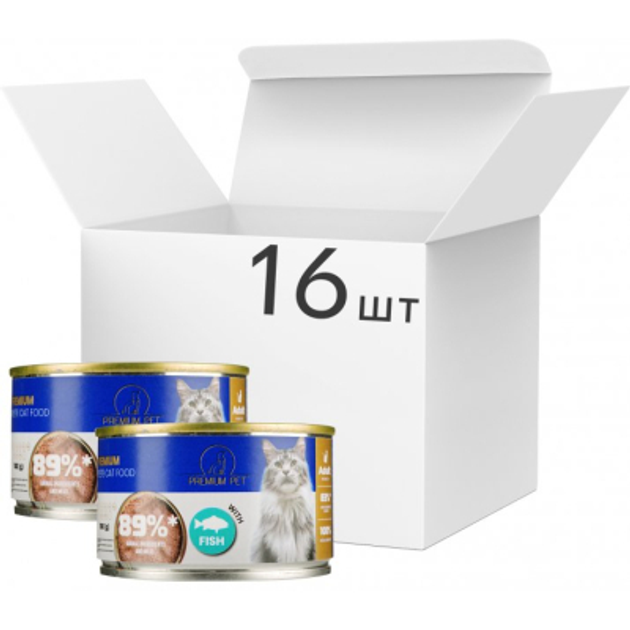 Паштет для кішок PREMIUM PET з рибою 16 шт х 100 г (2000000002215 ...