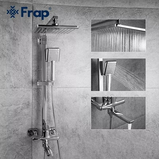 Душева система Frap F2460, поворотний вилив - перемикач на лійку/душ, 1 ...