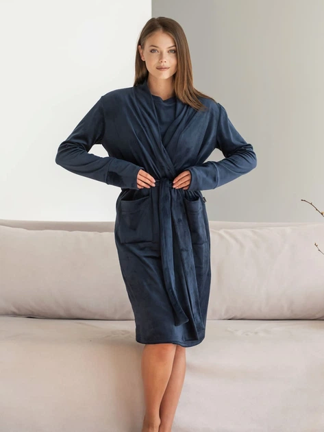 Халат женский велюровый Maritel МА-00001596 XS-M Темно-синий ...