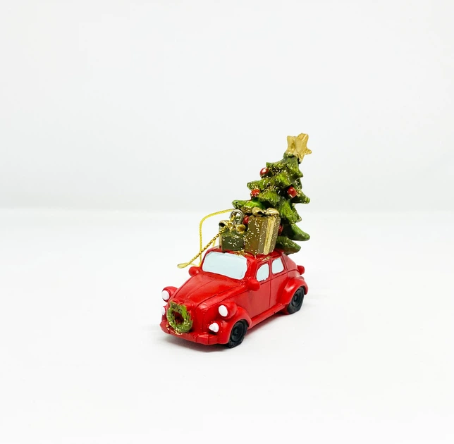 Новогоднее украшение на ёлку BonaDi Машинка с ёлкой 6,5 см Красный (ФП118) – фото, отзывы ...