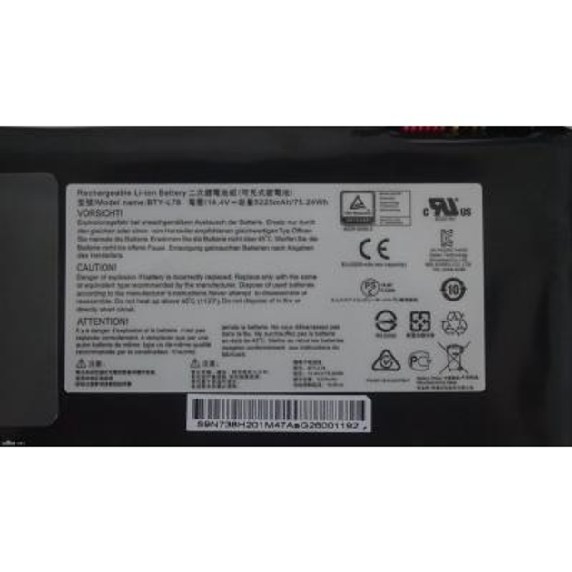 Аккумулятор для ноутбука MSI BTY-L78, 5225mAh, 4cell, 14.4V, Li-ion ...