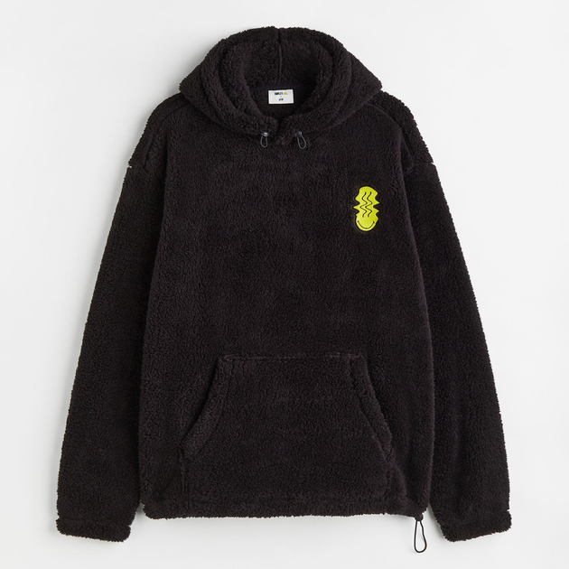 Худи утепленное оверсайз мужское H&M Smiley 1092618ral XS Черное ...