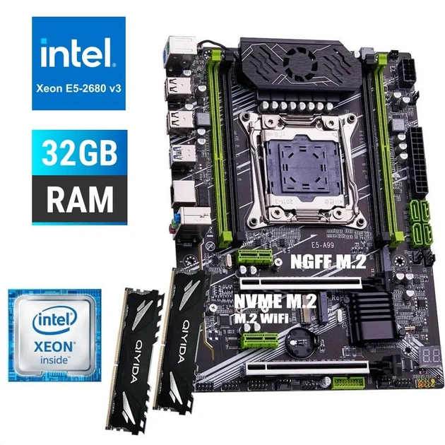 Комплект Intel X99 Pro V6 / Qiyida X99 E5-A99 LGA 2011-3 / Intel Xeon ...
