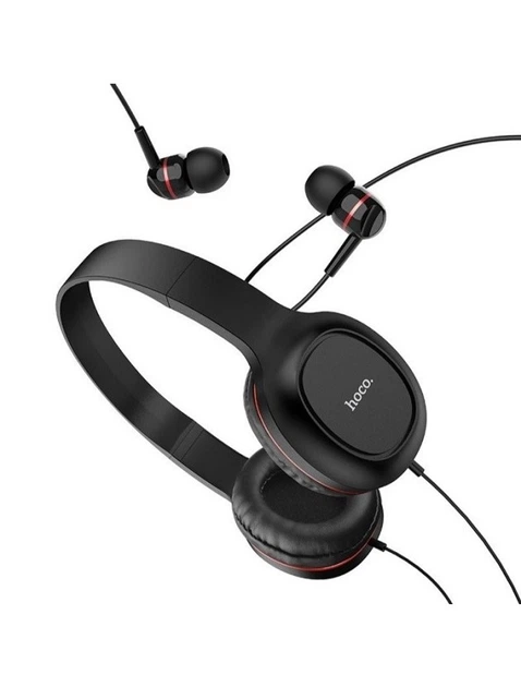 Наушники проводные Hoco TWOPACK W24 набор (накладные и вакуумные) Черно ...