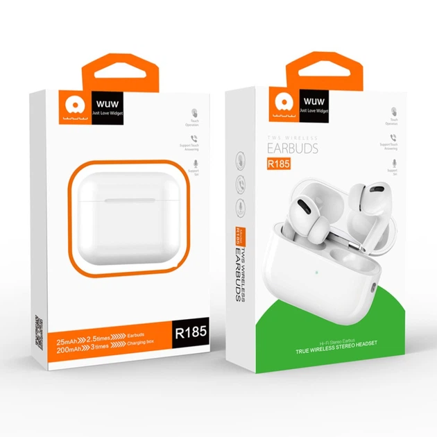 Наушники беспроводные с микрофоном в кейсе WUW R185 Белый купить в ...