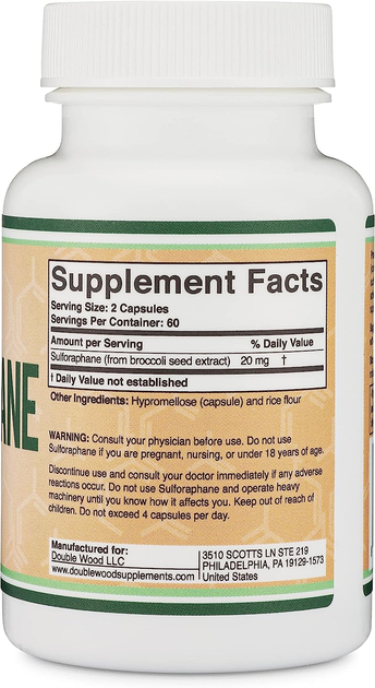 Сульфорафан Double Wood Supplements Sulforaphane 20 mg 120 capsules ...