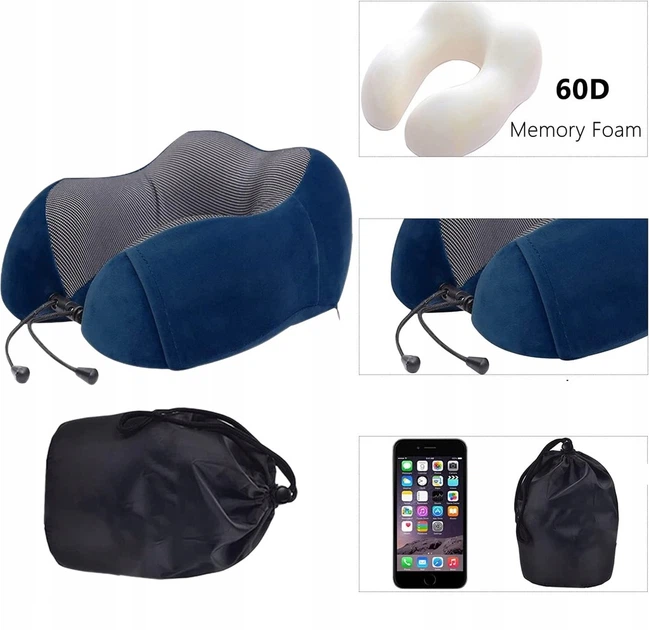 Дорожня подушка Generic з ефектом Memory Foam подушка для подорожей Wunlun 75019937 темно