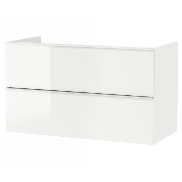 Шкаф для раковины с 2 ящ IKEA ГОДМОРГОН, глянцевый белый, 100x47x58 см ...