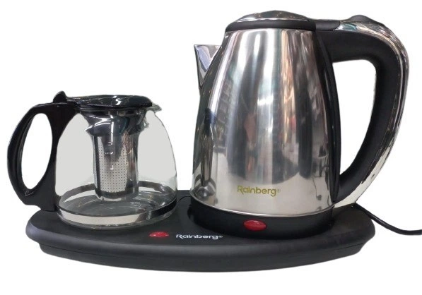 Комплект электрочайник с заварником Rainberg RB-2504 на подставке из нержавеющей стали ...