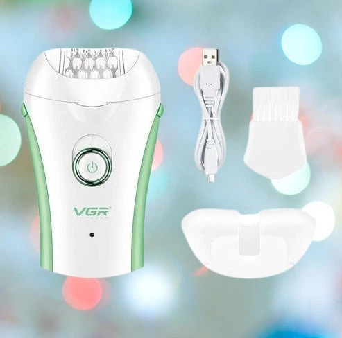 Женский эпилятор для тела VGR V-705 Зеленый (беспроводной, с подсветкой, 32 пинцета, зарядка от ...