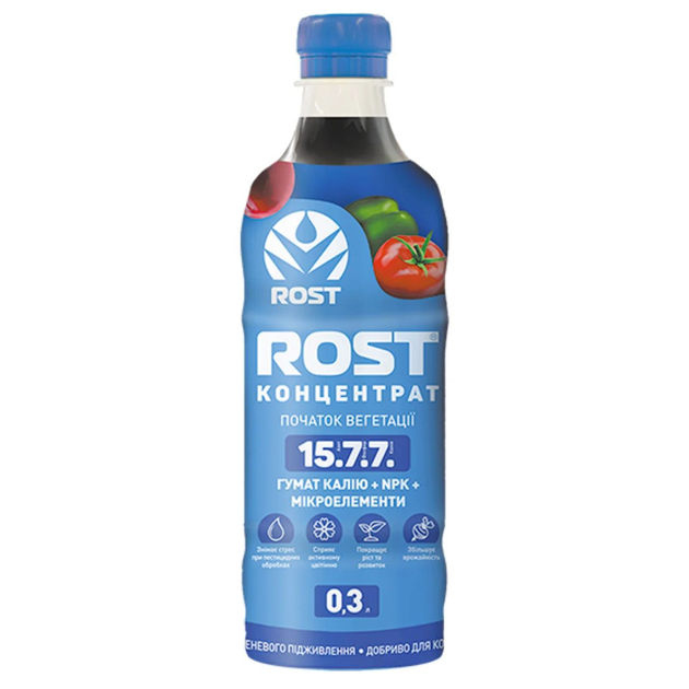 Органо-минеральное удобрение Rost (Рост) концентрат, 300мл, NPK 15.7.7 ...