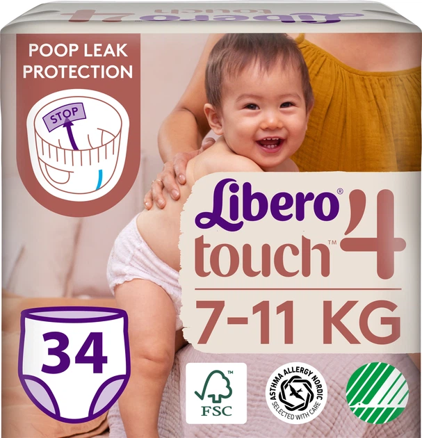 Подгузники-трусики Libero Touch Pants 7-11 кг Размер 4 34 шт ...