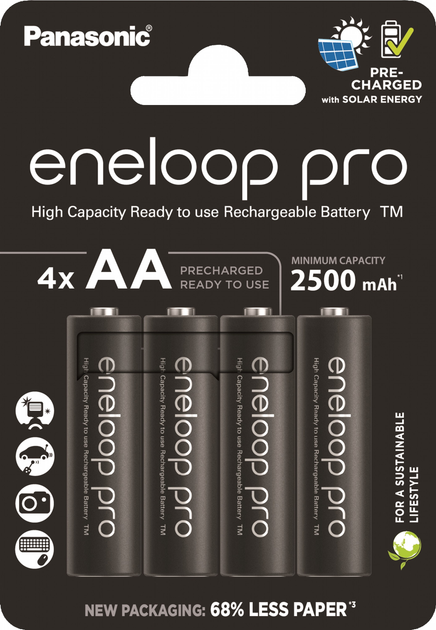 Аккумулятор Panasonic Eneloop Pro Aa 2500 мАч Ni Mh 4 шт Bk 3hcde 4cp