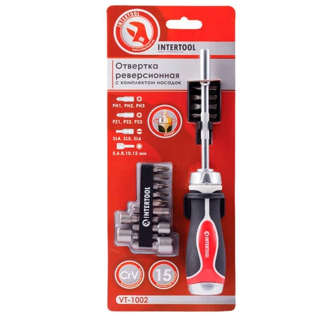 Викрутка реверсивна з комплектом насадок 15 од. INTERTOOL VT-1002 29164-1 – фото, отзывы ...