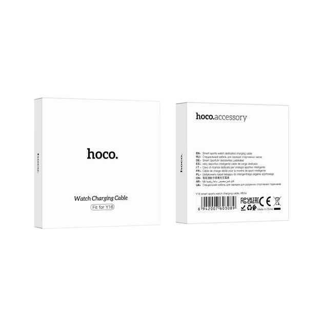 Кабель для зарядки Smart Watch Hoco Y16 USB разъем типа male 1m Белый ...