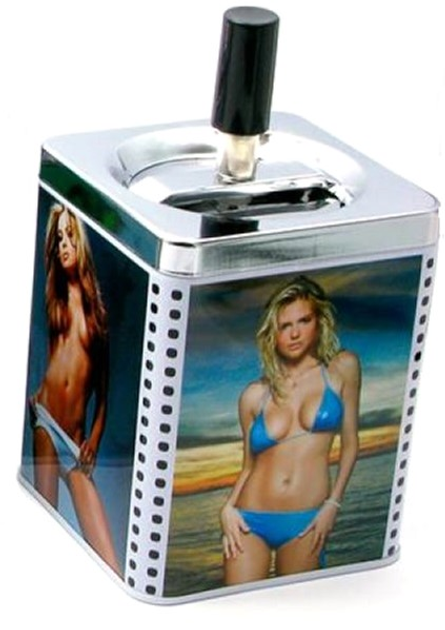 Пепельница бездымная с крышкой металлическая Huka "Девушки", система ...