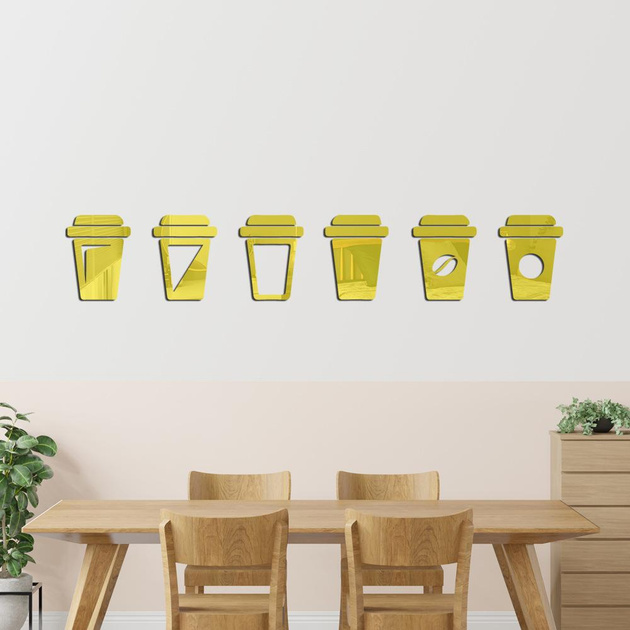Зеркальная наклейка на стену Cups акриловая панель для декора
