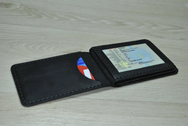 Шкіряна обкладинка ручної роботи із прозорими віконками для документів ...