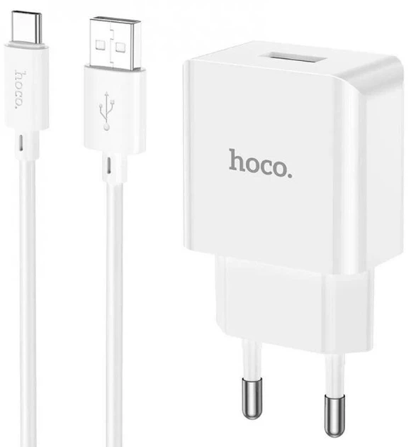 Сетевое зарядное устройство Hoco C106A (10.5W) + кабель USB to Type-C (white) – фото, отзывы ...