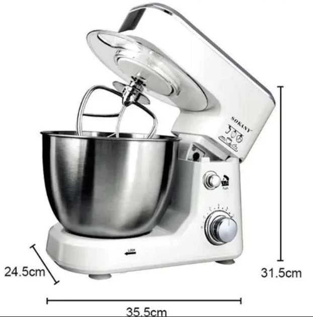 Планетарний міксер Rainberg RB 8082 тістоміс із чашею з нержавіючої сталі 3200 Вт Білий – фото ...