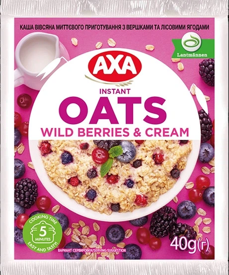 Каша вівсяна AXA PREMIUM з вершками та лісовими ягодами 40 г х 20 шт ...