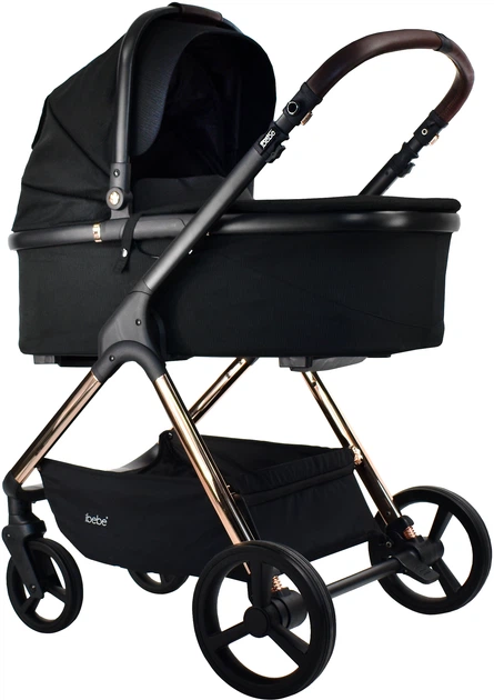 Универсальная коляска 2 в 1 Ibebe Ice 01 Черная з золотом ...