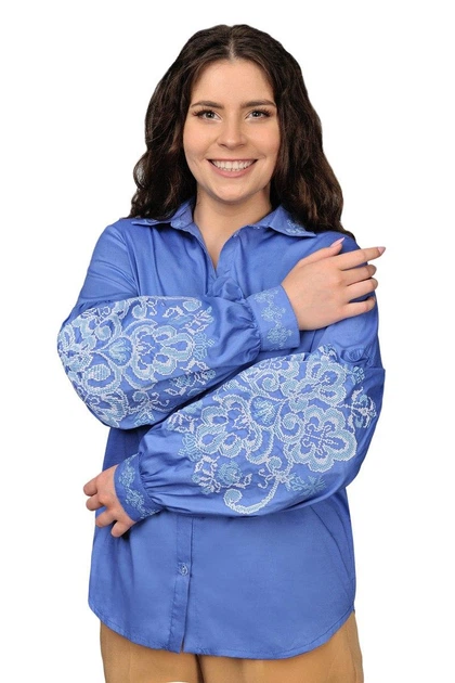 Коттоновая вышиванка на пуговицах Golfstream 54 Голубой (012219 ...