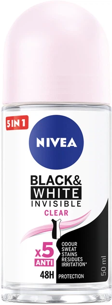 Кульковий антиперспірант NIVEA Чорне та біле Невидимий Прозорий 50 мл ...