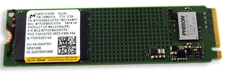 Накопичувач SSD Micron m.2 NVMe 512GB 2450 Phison 480 500 ...