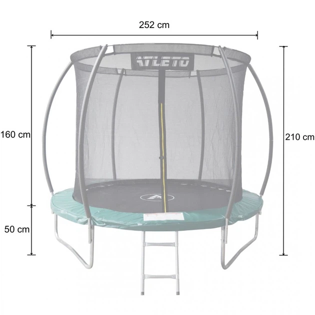 Батут Atleto 252 см з внутрішньою сіткою зелений + драбинка – фото, отзывы, характеристики в ...