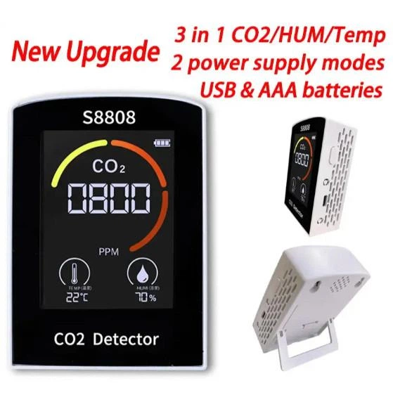 Портативний датчик вуглекислого газу CO2 температури та вологості (S8808) – фото, відгуки ...