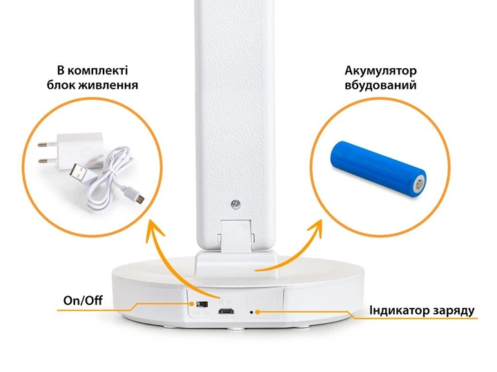 Настільна лампа світлодіодна Mealux DL-14 LED акумуляторна 18650 1200mAh 5V 920Lx 5W – фото ...
