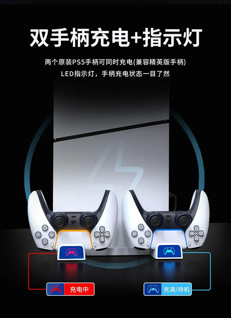 Док-станция подставка для консоли и геймпадов для PS5/PS5 Slim iPega PG ...
