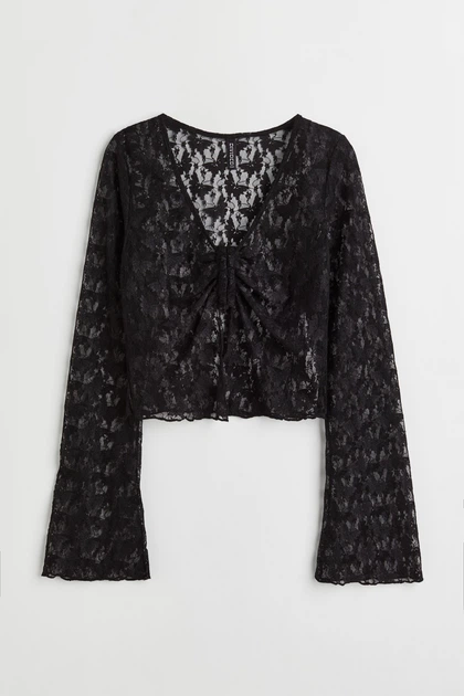 Топ мереживний для жінки H&M Divided 1095318-001 M чорний від продавця ...