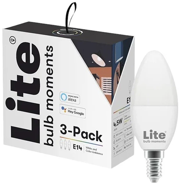 Набор светодиодных ламп Lite Bulb Moments Smart LED RGBW E14 3 x 4.5 Вт ...