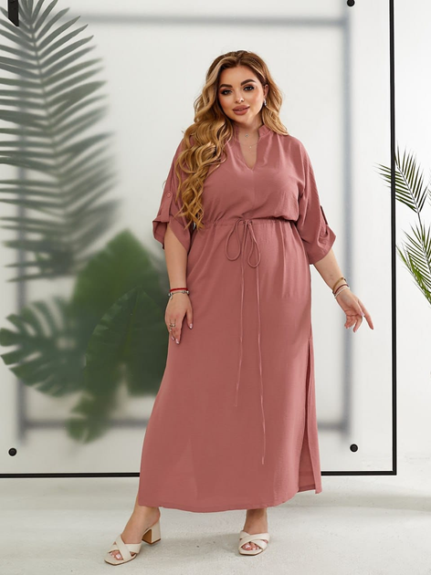 Платье-футболка длинное летнее женское New Fashion 241-3 50-52 Пудра ...